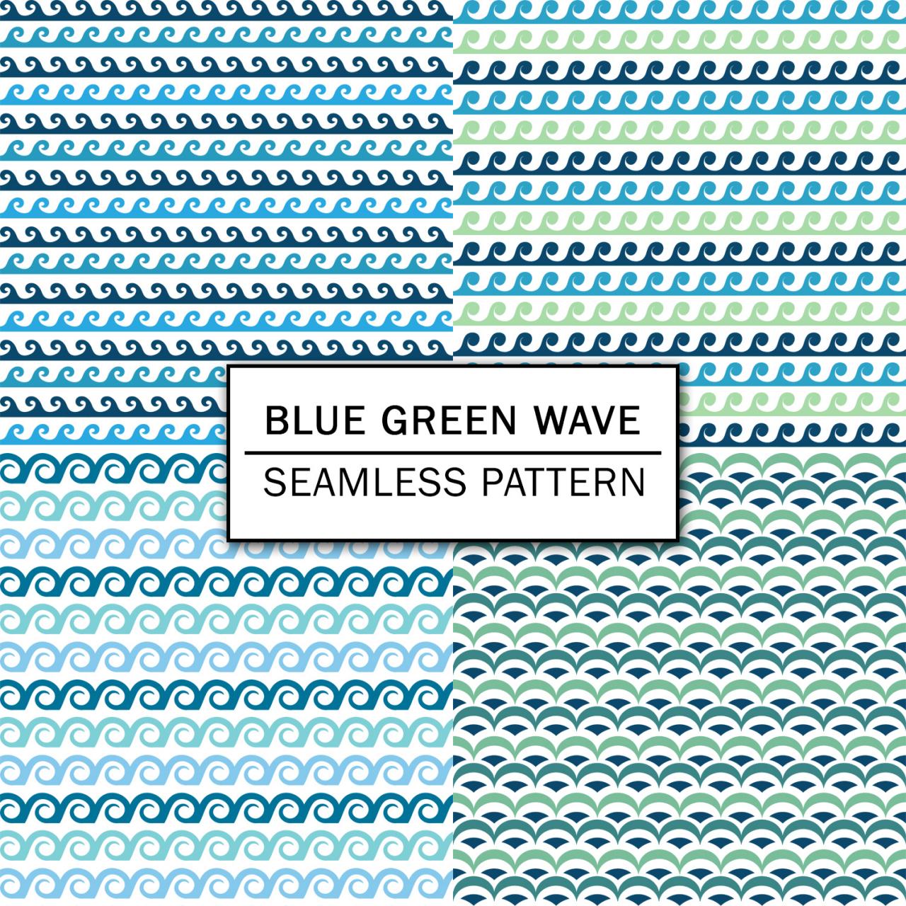 Blue Green Wave Digital Paper Spring Digital Paper Scrapbooking Paper ...