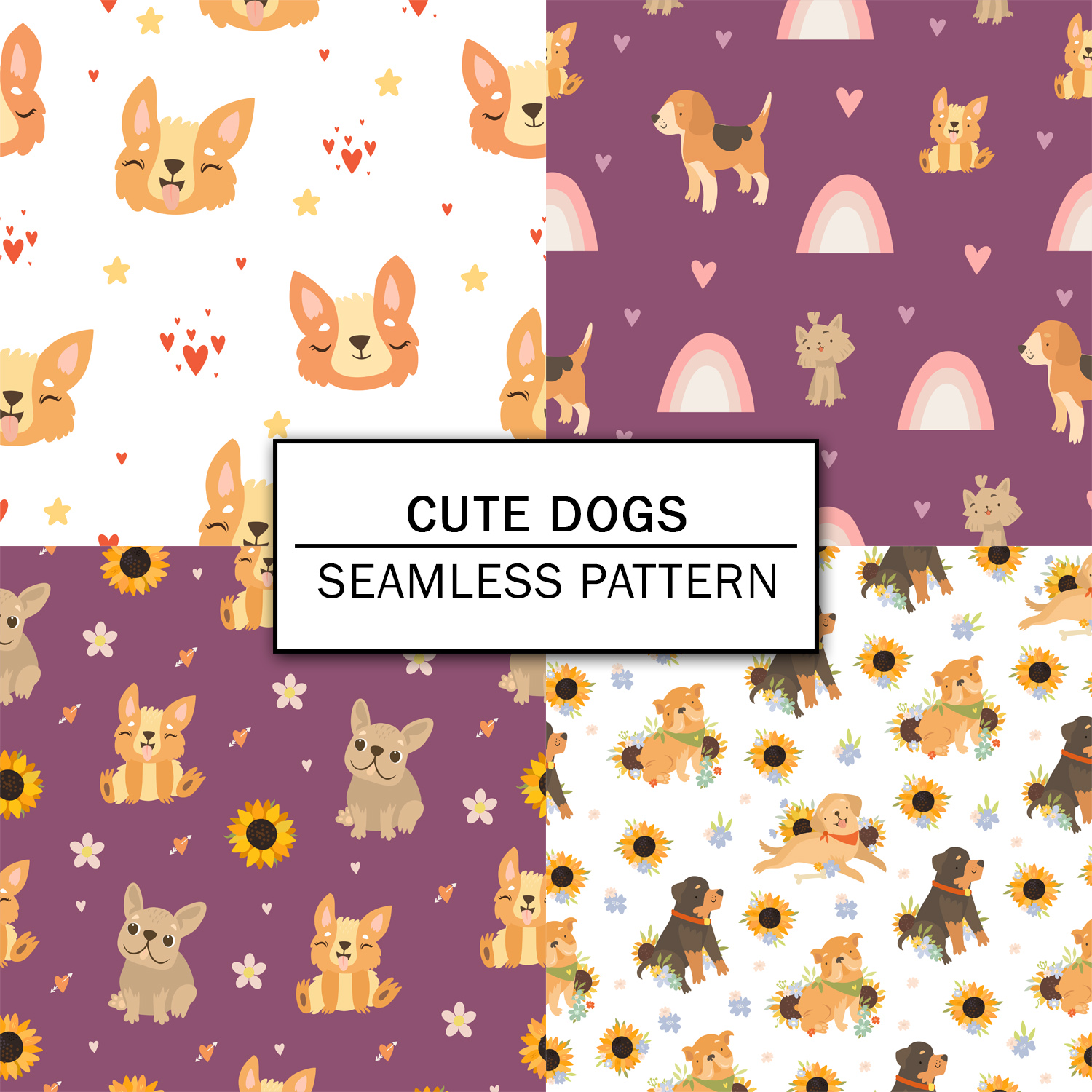 Cute Dogs Digital Paper Spring Digital Paper Scrapbooking Paper Set ...