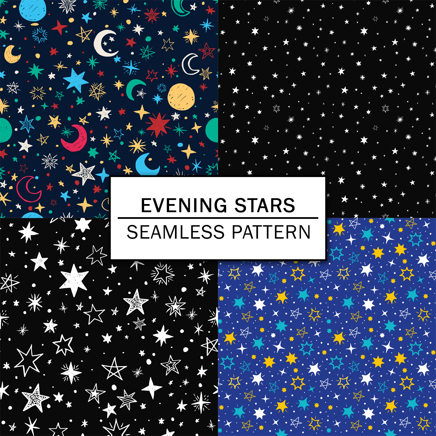 Evening Stars Digital Paper Spring Digital Paper Scrapbooking Paper Set ...