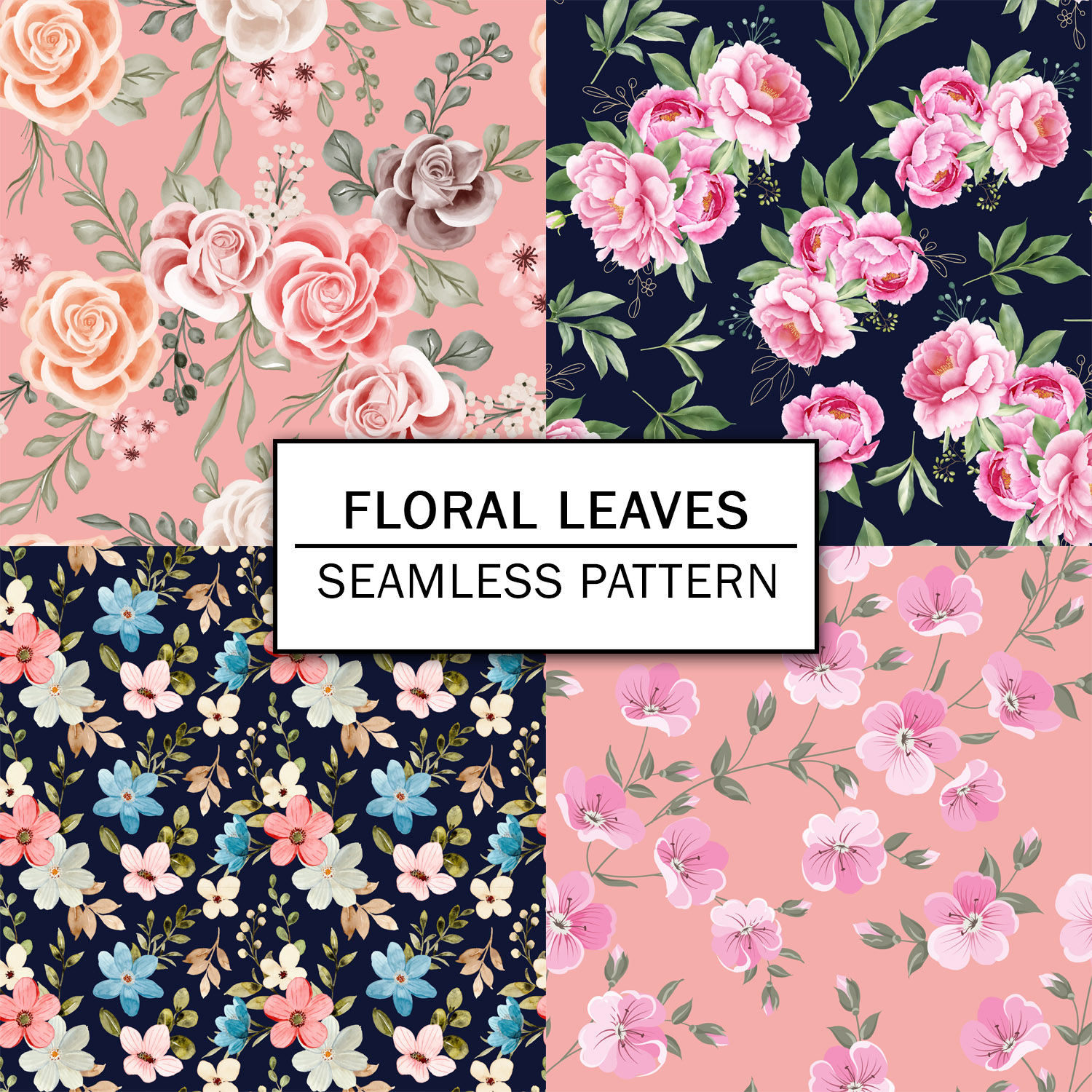 Floral Leaves Digital Paper Spring Digital Paper Scrapbooking Paper Set ...