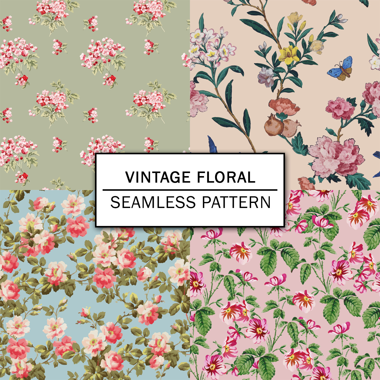 Vintage Floral Digital Paper Spring Digital Paper Scrapbooking Paper ...